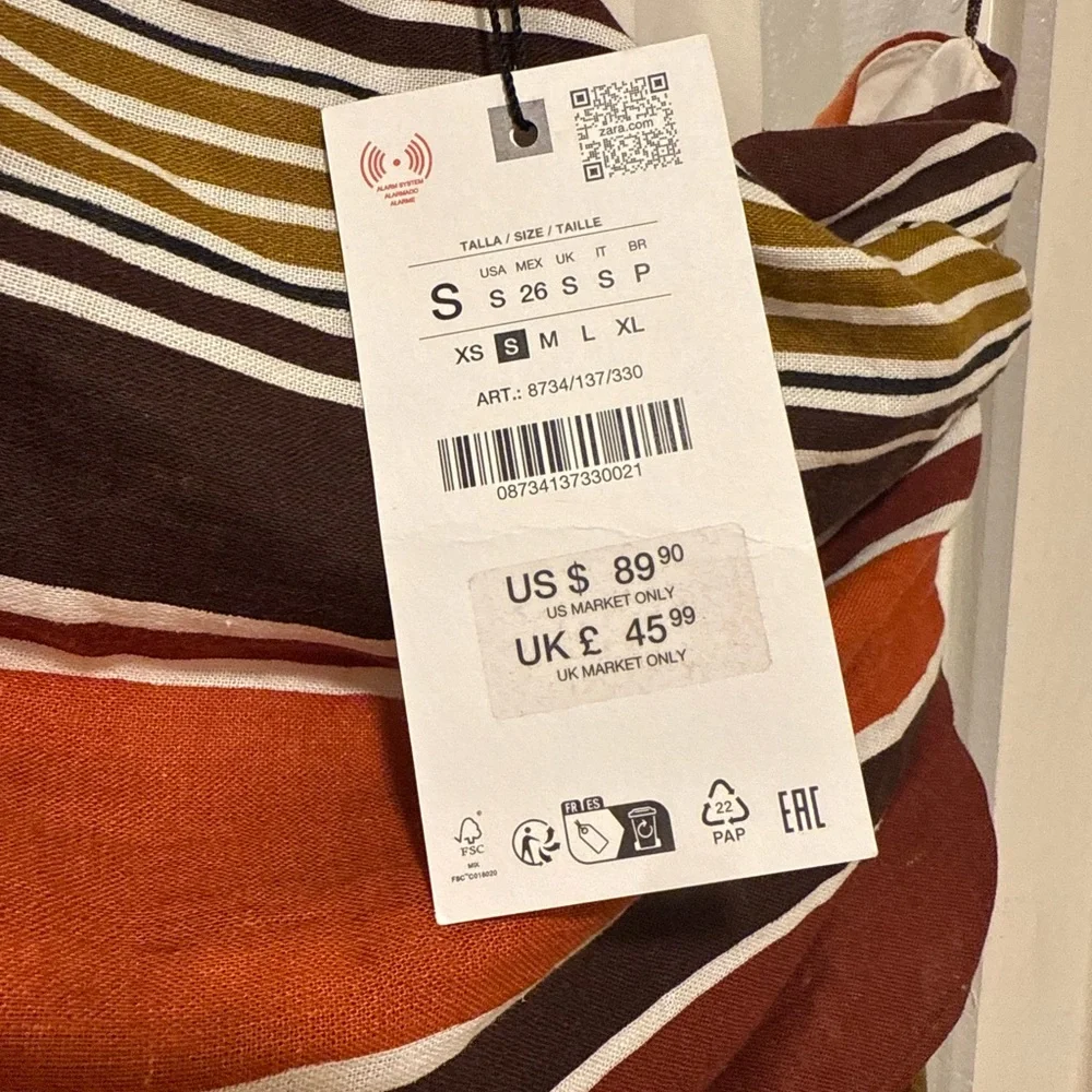 Zara | Dresses | Zara One Shoulder Dress In Brown And Orange Stripes ...